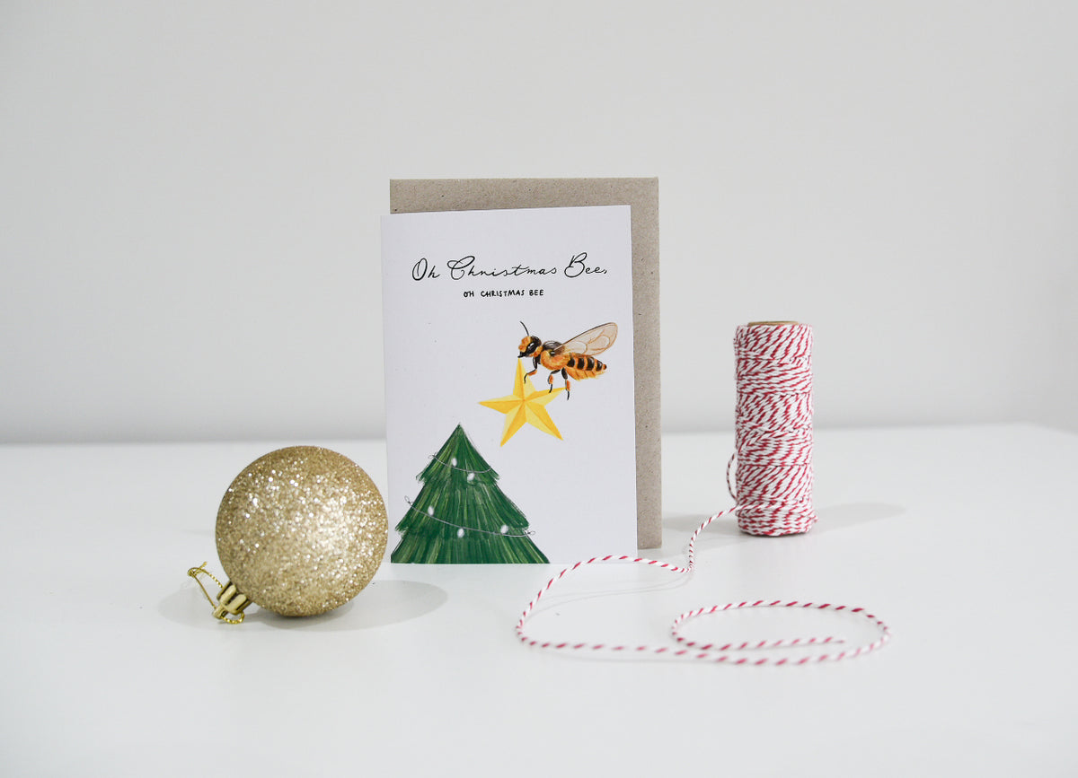 Oh Christmas Bee - Watercolour Christmas Card – Bees Please MBD